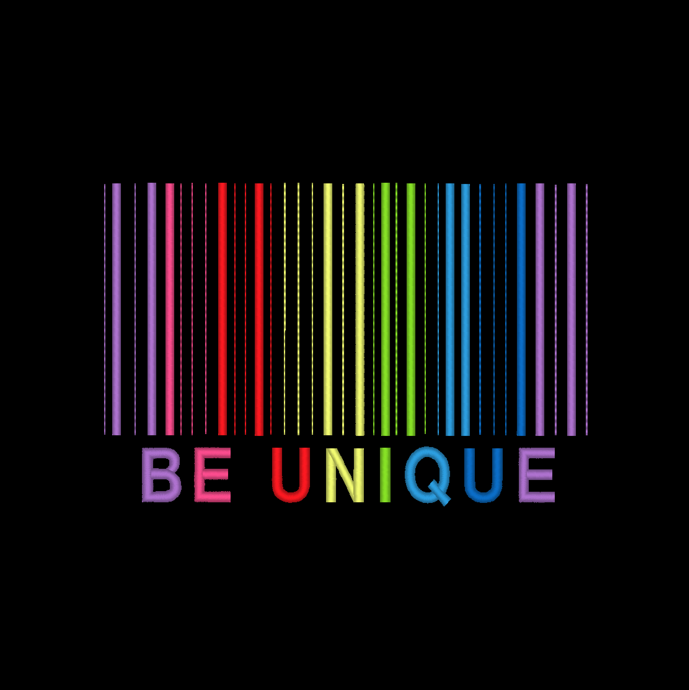 Be Unique Barcode Embroidery Design – Modern Statement