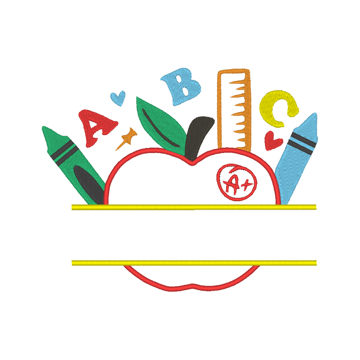 Apple Split Monogram Aplique for Teacher – Machine Embroidery Designs ...