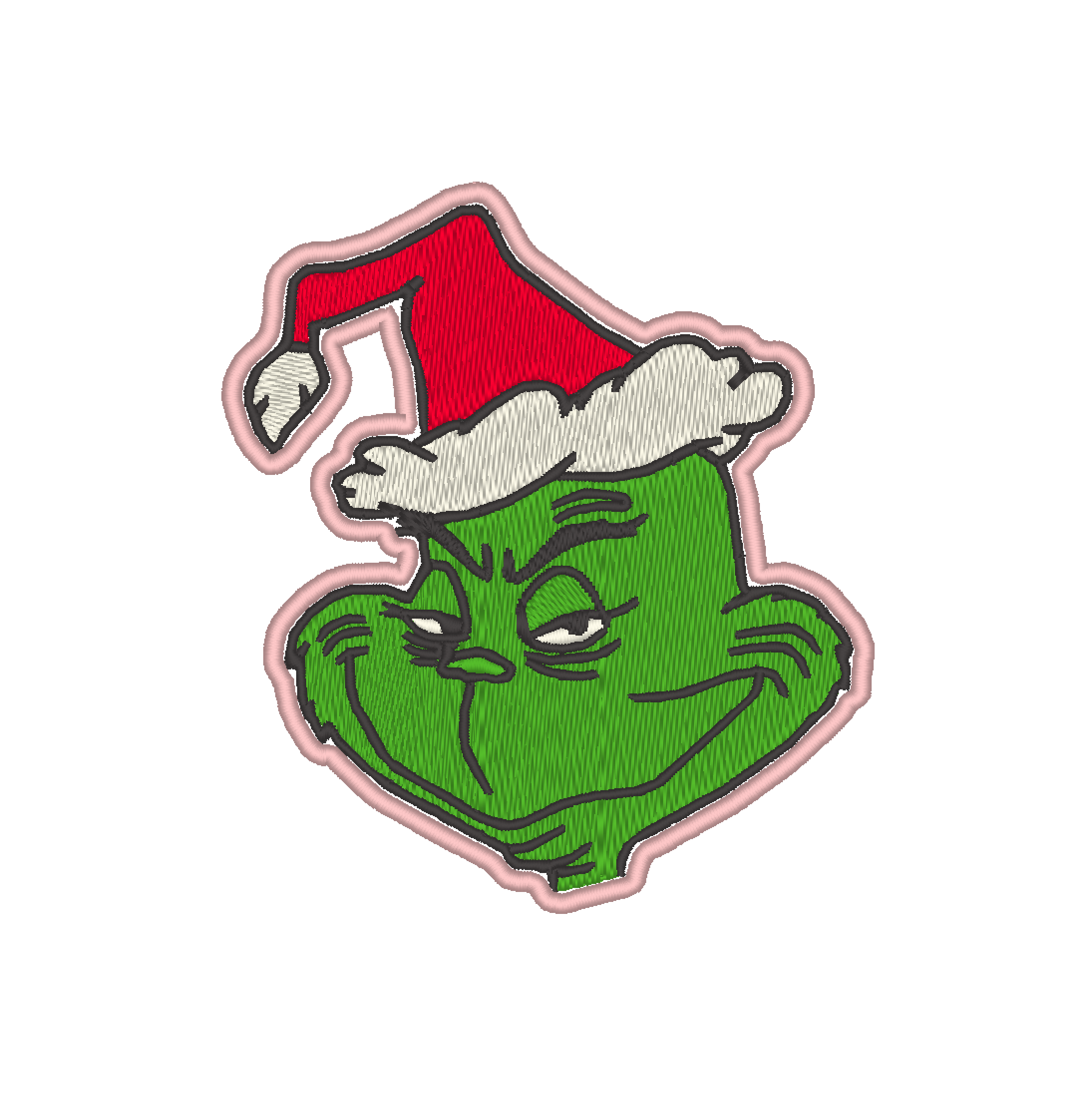 Grinch Face Character Patch Embroidery Design – Photo Stitches