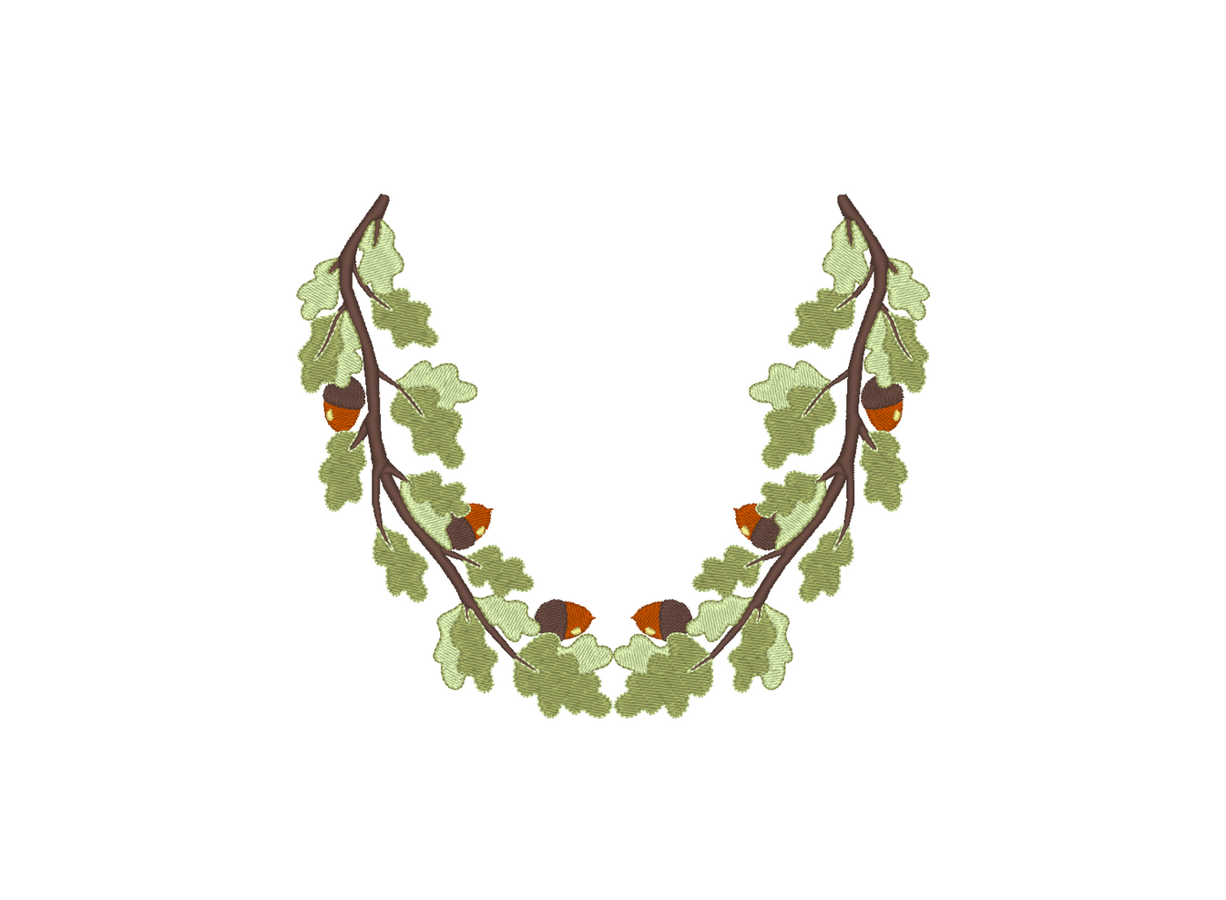 Neckline Oak Tree Branch Embroidery Design – Machine Embroidery Designs