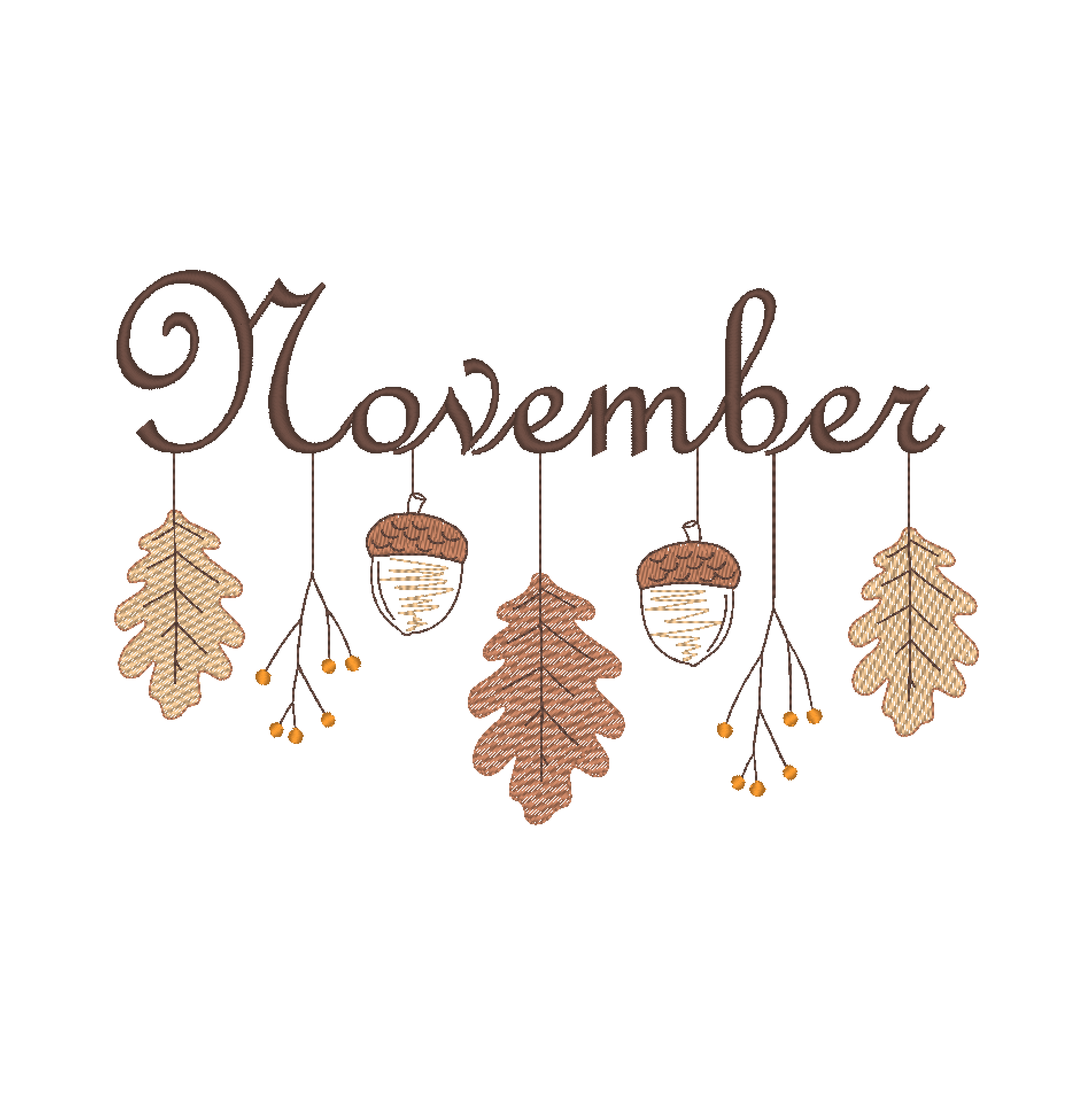 November Embroidery Design – Autumn Word Art