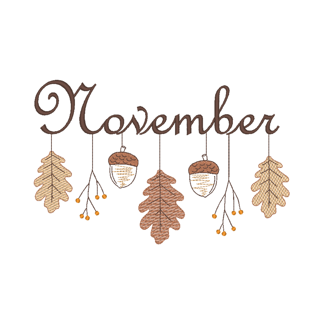 November Embroidery Design – Autumn Word Art